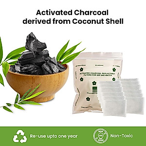 Green Piece® 12 Pack - Overstuffed - All-Natural Baby Diaper Pail Deodorizer | Activated Charcoal Air Purifier Compatible with Diaper Pails, Shoe Closets, Trash Cans, Pets - Made in The USA