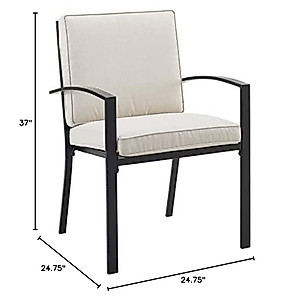 Crosley Furniture KO60025BZ-OL Kaplan Outdoor Metal Dining Chairs, Set of 2, Oiled Bronze with Oatmeal Cushions