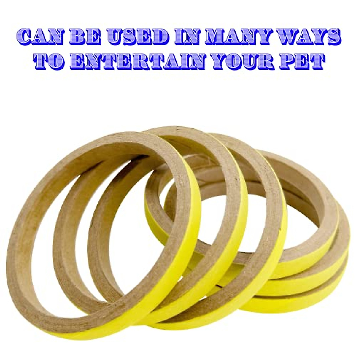 Mandarin Bird Toys by M&M - 8004 Pk12 3.5 Inch Skinny Yellow Donut, Colorful Cardboard Classic Chew Bird Foot Toys, Lots of Shreddable Layers, Add to Toys, Great for Medium to Large Size Pets