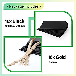 ZSPENG 16 PCs Gift Boxes with Lids,9x9x4 inches Black Gift Boxes with Ribbons, Bridesmaid Proposal Box,Kraft Paper Gift Box for Wedding, Packaging, Present, Birthday, Cupcake Boxes, Crafting.