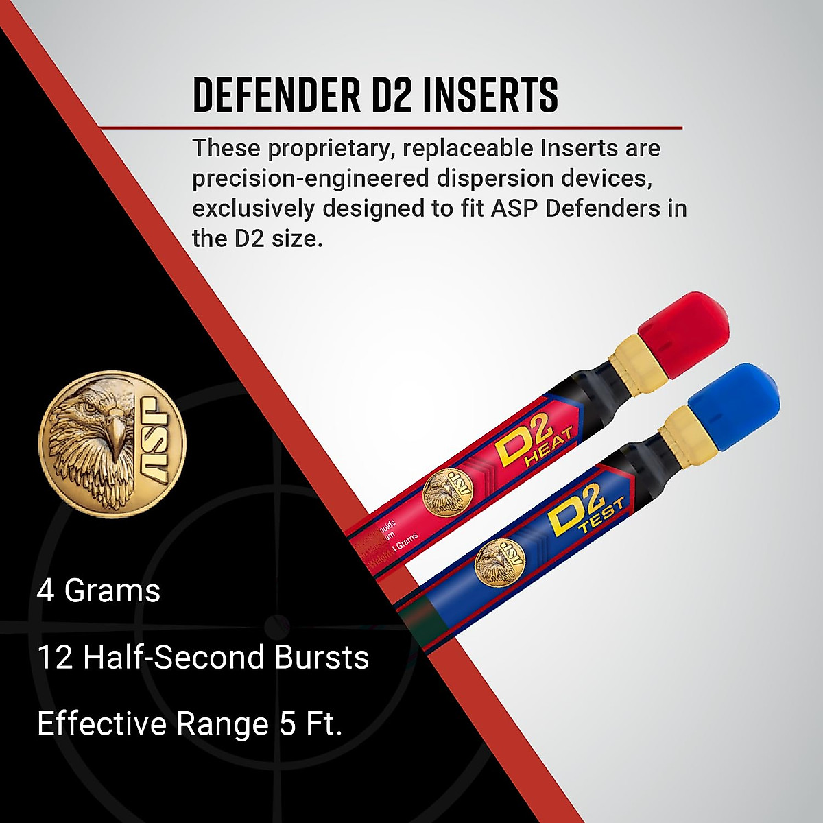 ASP D2 Insert for The Metro Defender D2 Pepper Spray, Pack of 2