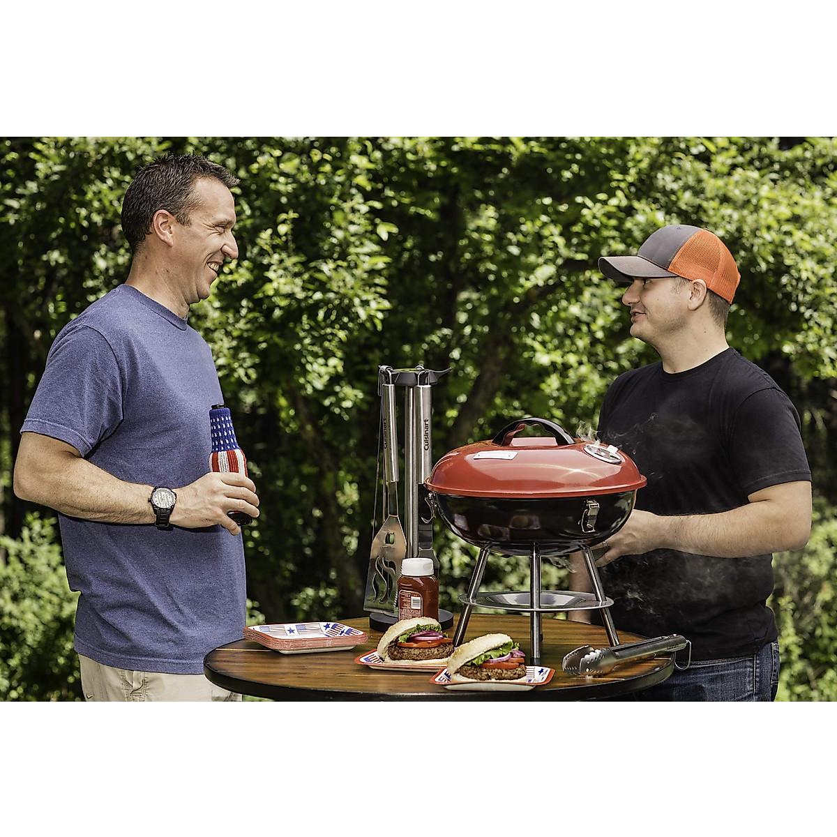 Cuisinart CCG190RB Inch BBQ, 14" x 14" x 15", Portable Charcoal Grill, 14" (Red)