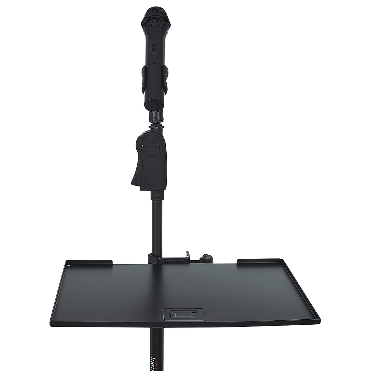 Gator FrameworksCases Microphone Stand Clamp-On Utility Shelf 15" x 11" Surface Area with 10 Pound Weight Capacity, Black, 11" x 15" (GFW-SHELF1115)