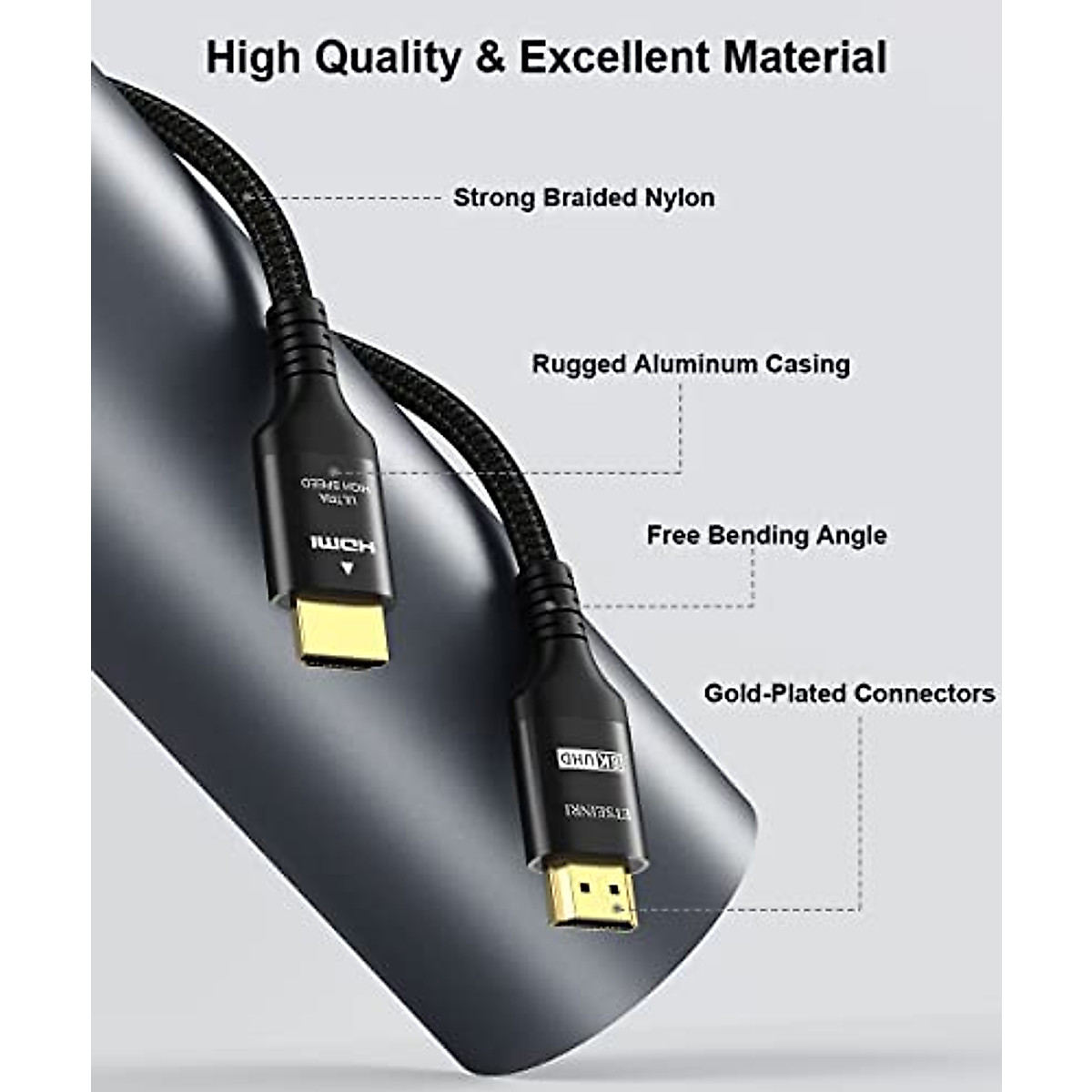 Etseinri 10K 8K 4K HDMI Cable 6.6ft, Certified 48Gbps Ultra High Speed HDMI® Cable 4K@120Hz 8K@60Hz eARC HDCP 2.2&2.3 Dynamic HDR D.olby Atmos Compatible with PS5 X-Box HDTV Monitor