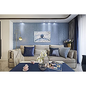 SYGALLERIER Coastal Canvas Wall Art - Blue and White Whale Paintings - Modern Abstract Tropical Fish Pictures with Textured for Bathroom Bedroom Living Room Decor