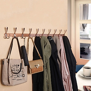 WEBI Coat Rack Wall Mount Long,8 Tri Hooks for Hanging Coats,30 inch Hook Rack,Hook Rail,Coat Hanger Wall Mount for Clothes,Jacket,Hats,Black,2 Packs