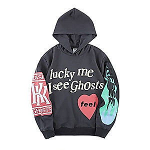 Arnodefrance Men Lucky Me I See Ghosts Hoodie Grey