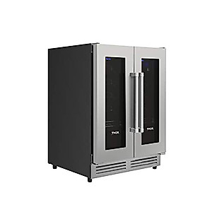 THOR Kitchen Freestanding/Under-Counter 24-Inch Dual Zone Wine Cooler in Stainless Steel - Model TWC2402