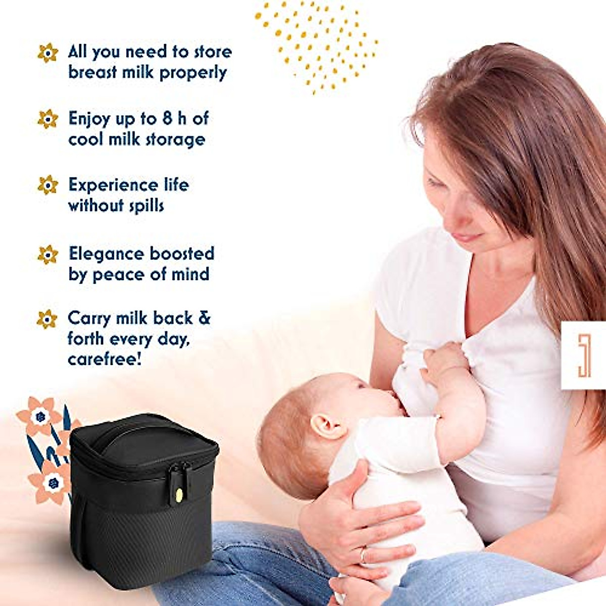 Insulated Breast Milk Cooler Bag - Portable Travel Storage for Breastmilk and Baby Bottles, Ice Pack, Pumped Milk - Small & Portable Carrying Case - Roxwell