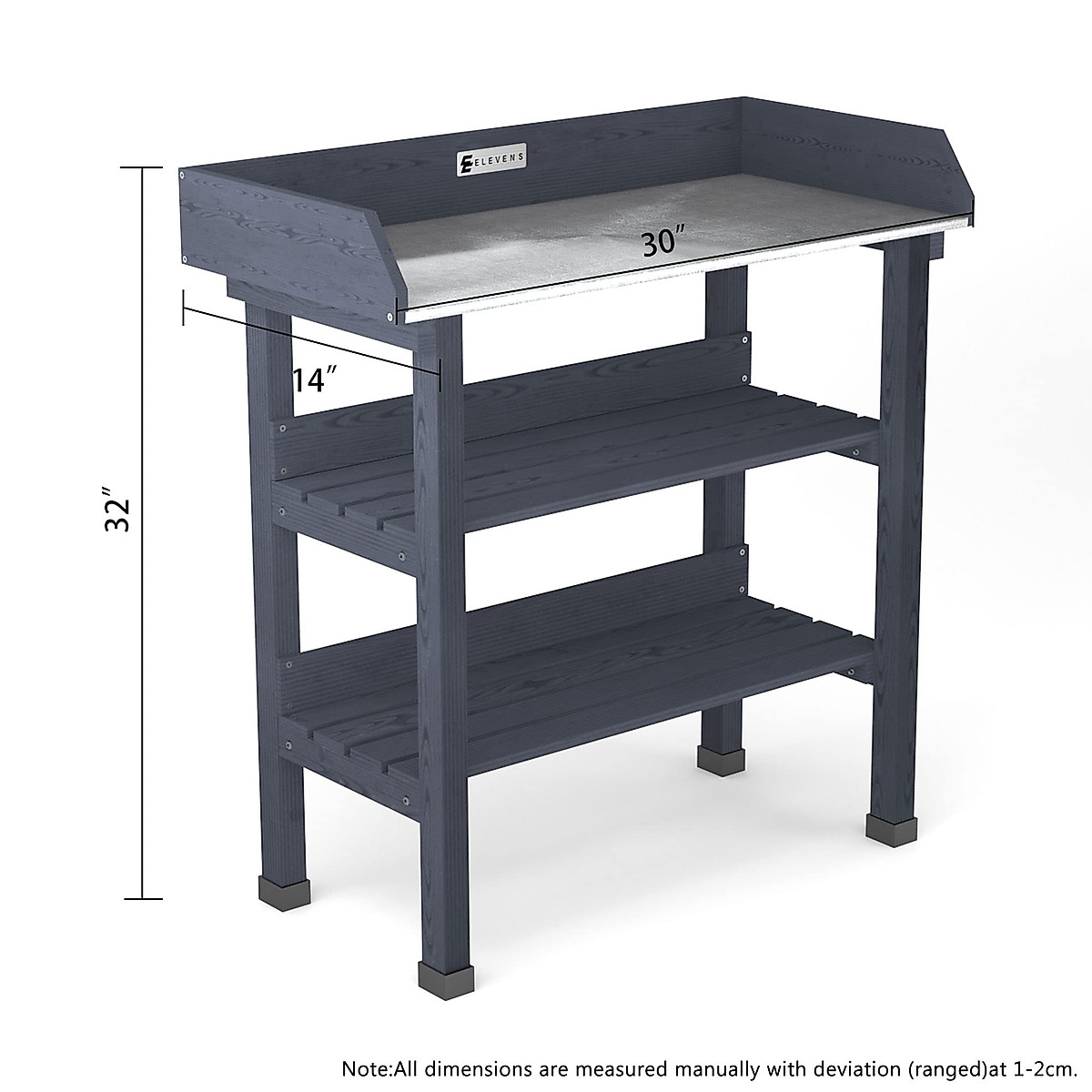 Elevens Outdoor Potting Bench Tables with Wheels,Planting Bench Potting Table with Drawer and Hooks for Patio Yard Lawn(Grey)