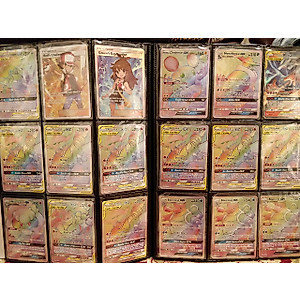 Pokemon 100+ Rainbow Rare Cards Binder Collection Includes 5 foils in Any Combination and at Least 1 of The Following Cards, EX and GX, FA, Secret Rare, Tag Team, Unified Minds