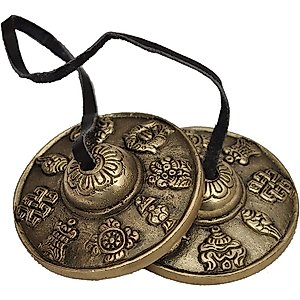 Tingsha Tibetan Bell (Chimes) Buddhist Lucky Symbols (Medium)