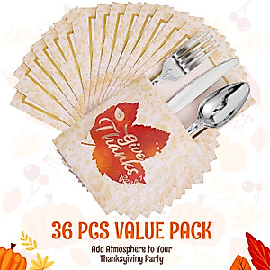 JOYIN 36 Thanksgiving Turkey Cutlery Decorative Gold Foil Utensil Holders for Autumn Fall Harvest Party Favor Supply Dinner Table Decor.