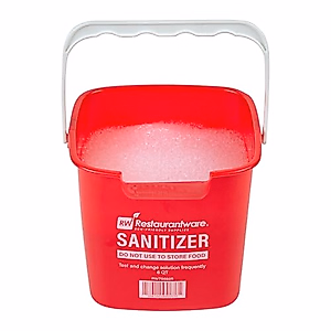 Restaurantware RW Clean 6 Quart Cleaning Bucket 1 Detergent Square Bucket - With Measurements Built-In Spout And Handle Red Plastic Utility Bucket For Home Or Commercial Use