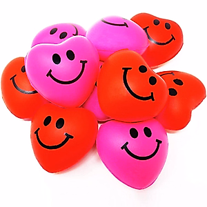 4E's Novelty Mini 1.5" Heart Stress Ball (24 Pack) Bulk - Valentines Squishies - for Class Valentines Party Favors for Kids, Valentines Day Gifts for Kids Classroom, Small Size