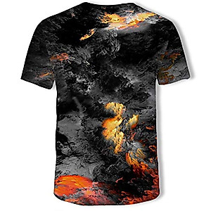 YOMXL Men's 3D Printed Tops Summer Short Sleeve Soft Comfort Blouse Unisex Creative Funny Graphic Tee Black