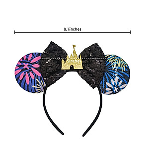 MADO Sparkly Princess Headband with Castle Mouse Ears, Park-Themed Hair Accessory for Girls and Women (PALACE)