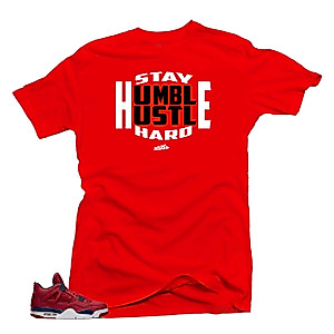 SNELOS Shirt to Match Jordan (Jordan 4 FIBA.Stay Humble(Red), M)