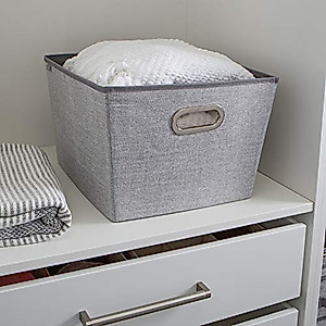 Simplify Large Grommet Bins Heather Grey Soft Storage Collection, Tote