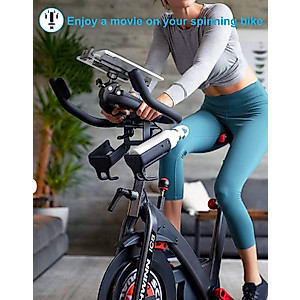 woleyi Spinning Bike Tablet Mount Holder, Indoor Stationary Exercise Bikes Tablet Clamp, Gym Treadmill Elliptical Tablet Stand for iPad Pro/Air/Mini, Galaxy Tab/Z Fold, iPhone and More 4.7-13" Devices