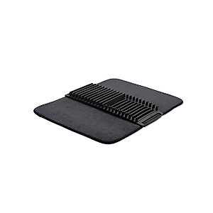 Umbra UDRY, 24 x 18 inches Rack and Microfiber Dish Drying Mat-Space-Saving Lightweight Design Folds Up for Easy Storage, Black