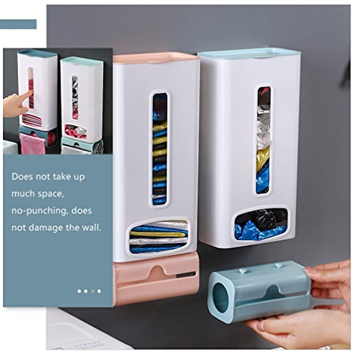 Trash Bag Holder Garbage Bag Dispenser Wall Trash Bag Organizer Wall Garbage Bag Storage Box Wall Mount Carrier Bag Dispenser Recycling Grocery Pocket Containers for Kitchen Bathroom