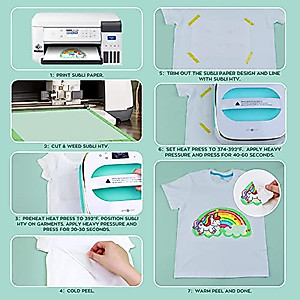 HTVRONT Clear HTV Vinyl for Sublimation - 12" X 5FT Upgraded Matte Sublimation Vinyl - Wash Durable Clear Dye Sub HTV for Light-Colored Cotton Fabric