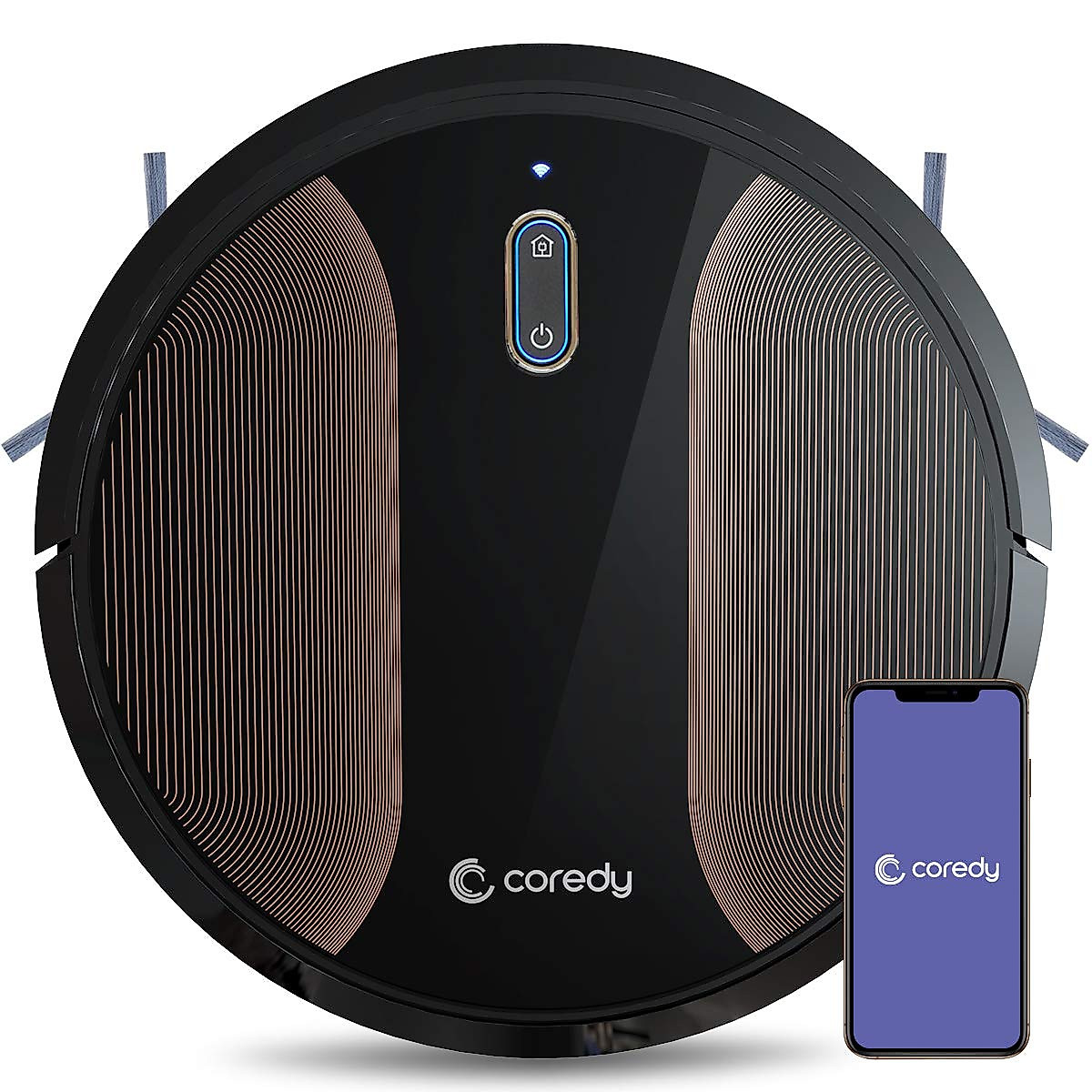 Coredy R580 Robot Vacuum Cleaner, Wi-Fi, App Controls, Work with Alexa, Sweep and Mop, 2000pa Strong Suction, Virtual Boundary Supported, Slim, Quiet Robotic Vacuum Cleaner Cleans Hard Floor to Carpet