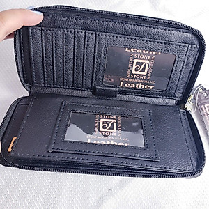 STONE MOUNTAIN black embossed paisley Wristlet Wallet & Checkbook insert SLG