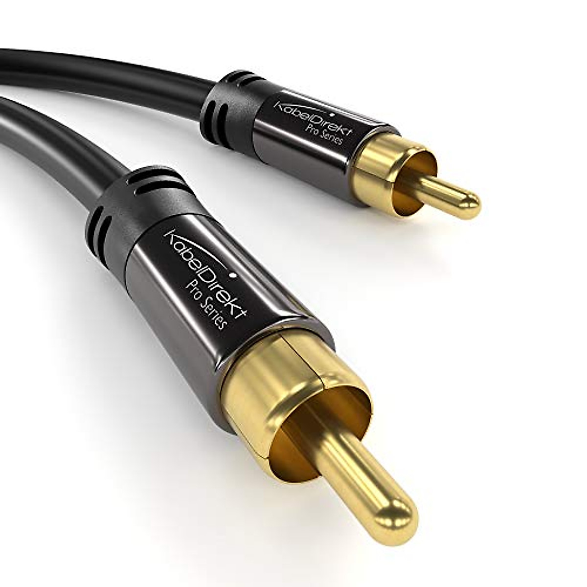 KabelDirekt – 15ft Long – RCA/Phono subwoofer Lead Cable, 1 to 1 RCA/Phono, Audio/Digital/Video (Coax Cable, RCA/Phono Male/Male Plugs, for amps/Hi-Fis, Audio Signals/Composite Video, 75 ohm, Black)