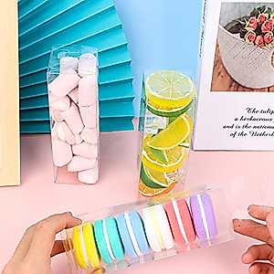 100 PCS Clear PET Plastic Storage Boxes Transparent Present Box Empty Containers Rectangle Cube Candy Chocolate Cookies Treat Boxes for Christmas,Wedding,Party,Baby Shower, 2 x 2 x 6 inch