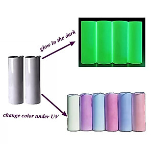 Gteller UV Change Color Sublimation Skinny Tumbler Glow In The Dark, Double Wall Stainless Steel Vacuum Insulated Slim Staight Travel Mug (Blue)