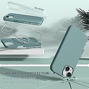 SURPHY (4 in 1 Designed for iPhone 14 Case Compatible with MagSafe (6.1 inch, 2022), with 2 Pack Screen Protector + Camera Cover, Liquid Silicone Phone Case (Cactus Green)