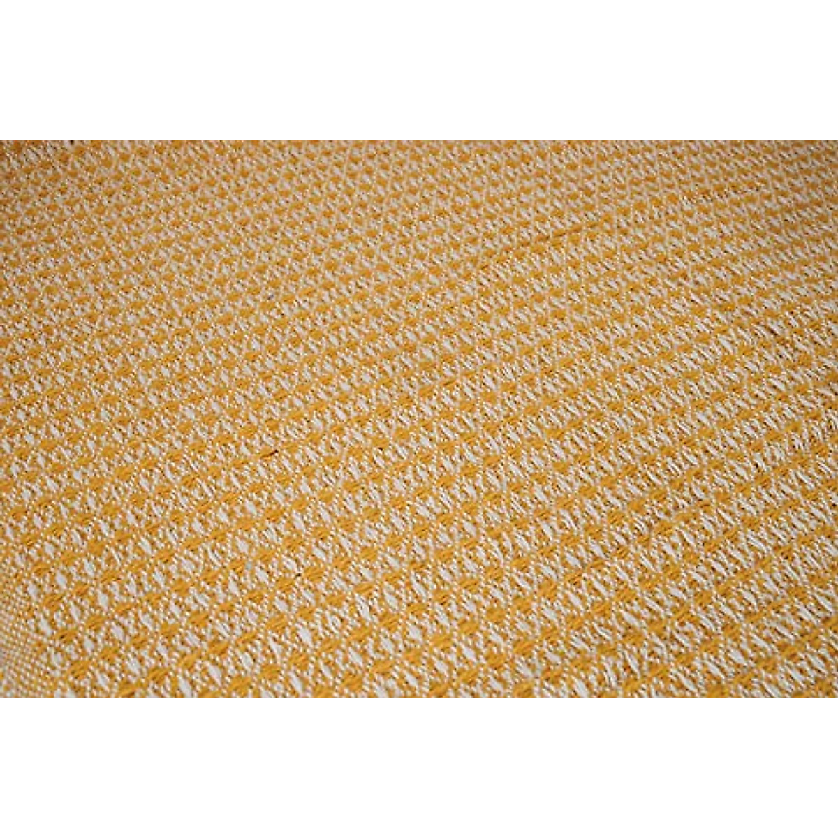 Yellow Cotton Throw Blanket - Waffle Weave Throw Blanket 60”x48” - Farmhouse Throw Blanket - Throw Blanket for Couch Sofa Chair Bed - Blanket for all Seasons - Yellow Decorative Blanket with Fringe