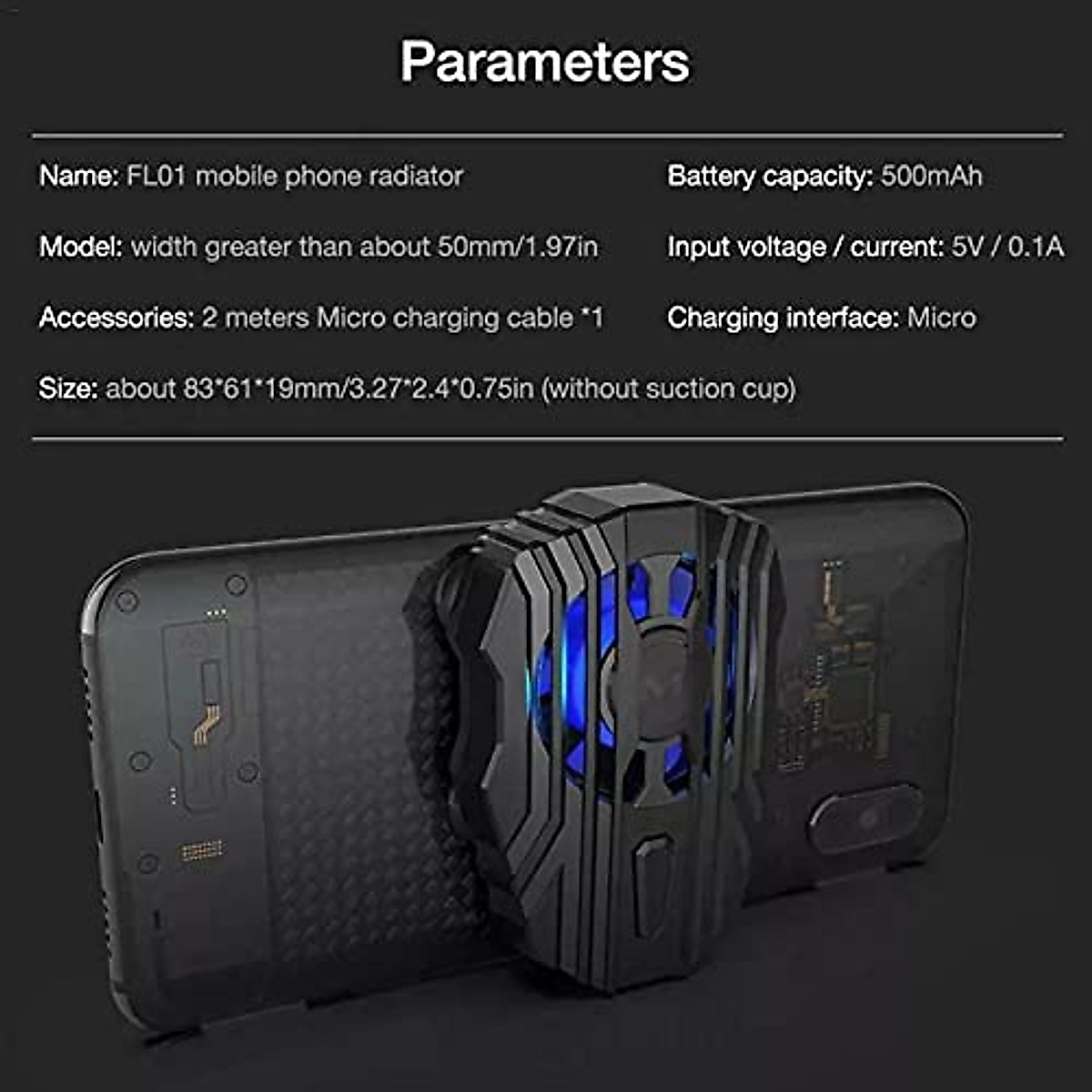 TJLSS Mobile Phone Radiator Gaming Universal Phone Cooler Portable Cooling Fan Holder Stand Fan Case Power Gamepad