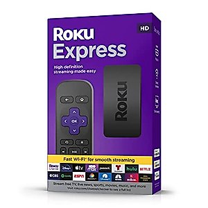 Roku Express (New, 2022) HD Streaming Device with High-Speed HDMI Cable and Simple Remote (no TV controls), Guided Setup, and Fast Wi-Fi