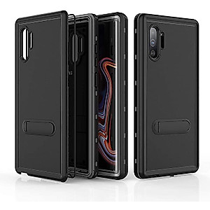 Waterproof Case for Samsung Galaxy Note 10 Plus, Military Grade Drop Tested,Snowproof Shockproof DirtProof Full Sealed Underwater Protective Cover Case with Kickstand (Black) (Black)
