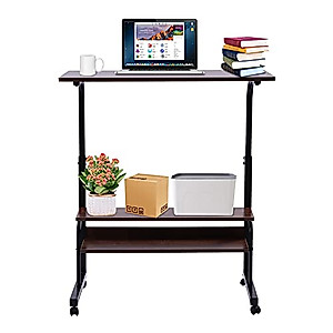HOOMTLSY Mobile Laptop Desk (15.74''x31.49) Adjustable Standing Desk Portable Laptop Computer Desk with Wheels Rolling Desk Sofa Bed Side Table Couch Computer Desk for Home Office Classroom