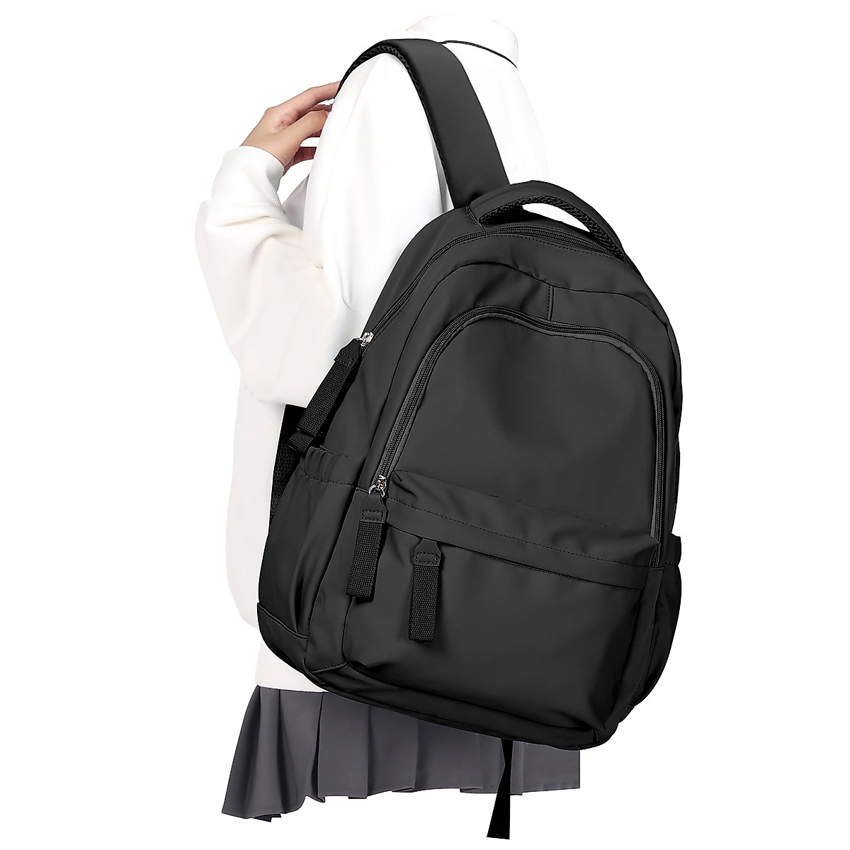 Small Backpack For School Girls Boys Aesthetic Lightweight Travel Daypack Simple Cute Backpack For Women Men Waterproof College High School Bookbag Fit 14 Inch Laptop With USB charging port,Black