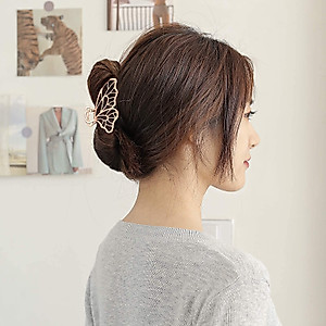 KISSKIKO Butterfly Hair Claw Clips Women 4 Pcs | Gold/Silver Cute Nonslip Small Claw Clip | Suitable for Thick Curly Long Sparse Hair Style | Metal Hair Claw Gift for Girls