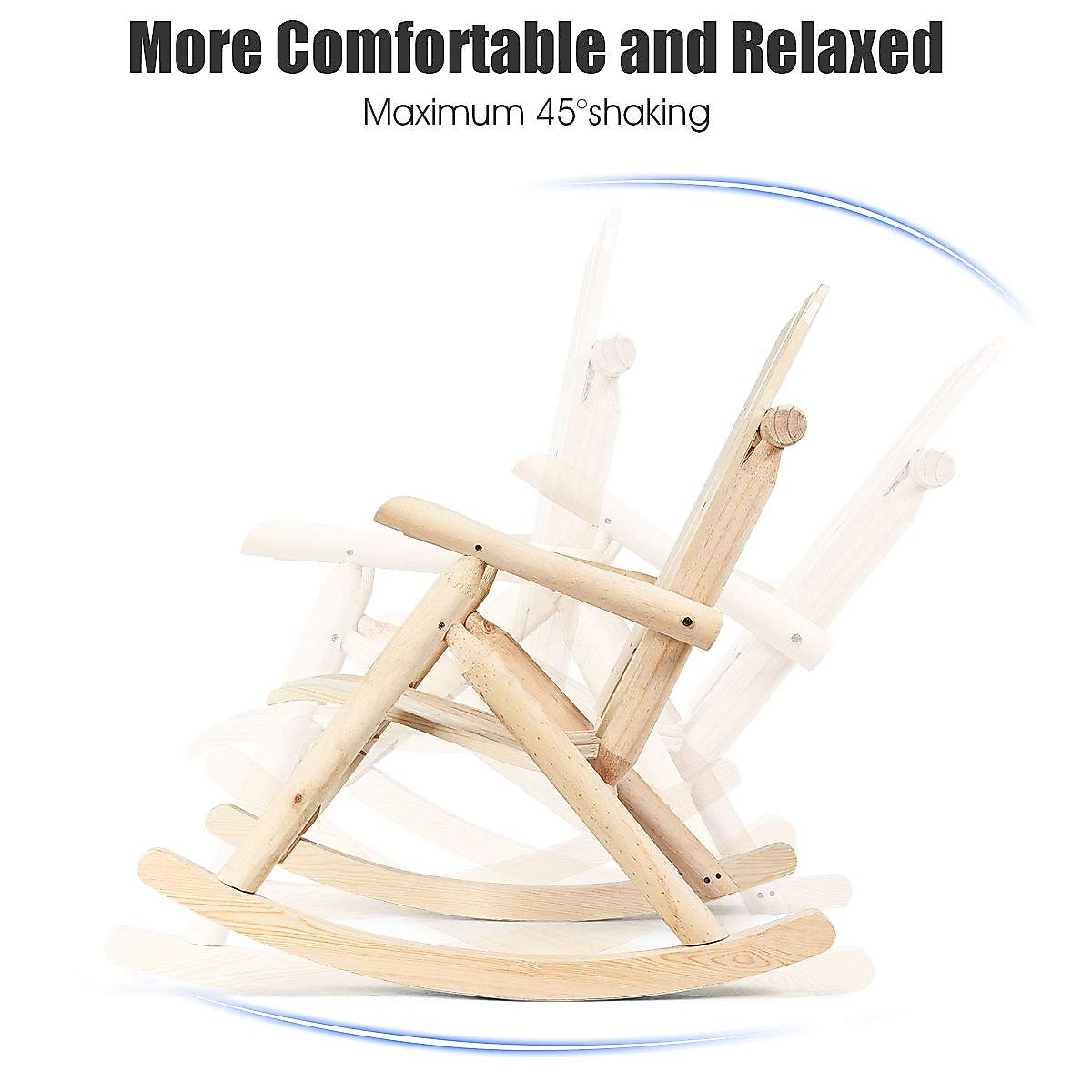 Giantex Log Wooden Rocking Chair, Wood Porch & Patio Rocker with Slatted Seat and Backrest, Adirondack Rocking Chair, Outdoor Accent Furniture for Balcony, Garden, Poolside, Backyard, Natural (1)