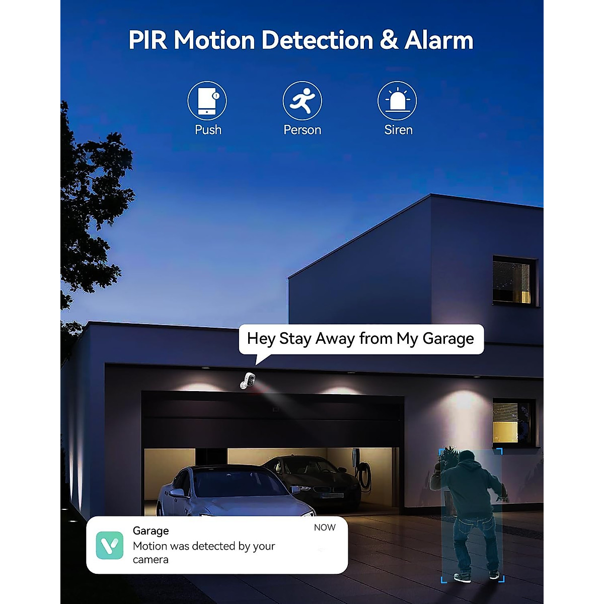 LongPlus Solar Camera, Solar Powered Outdoor Camera Wireless WiFi, No Monthly Fee, AI Detection, WiFi Home Surveillance Camera Outside with Solar Panel, Color Night Vision (Black-Solar-2MP-2Pack)