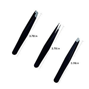 3pcs Premium Eyebrow Tweezers/Set - Stainless Steel Plucking Hair Tweezers Kit, Precision Sharp Flat/Slant/Pointed Tip Tweezers for Body, Ingrown and Facial Hair Remover for Men and Women