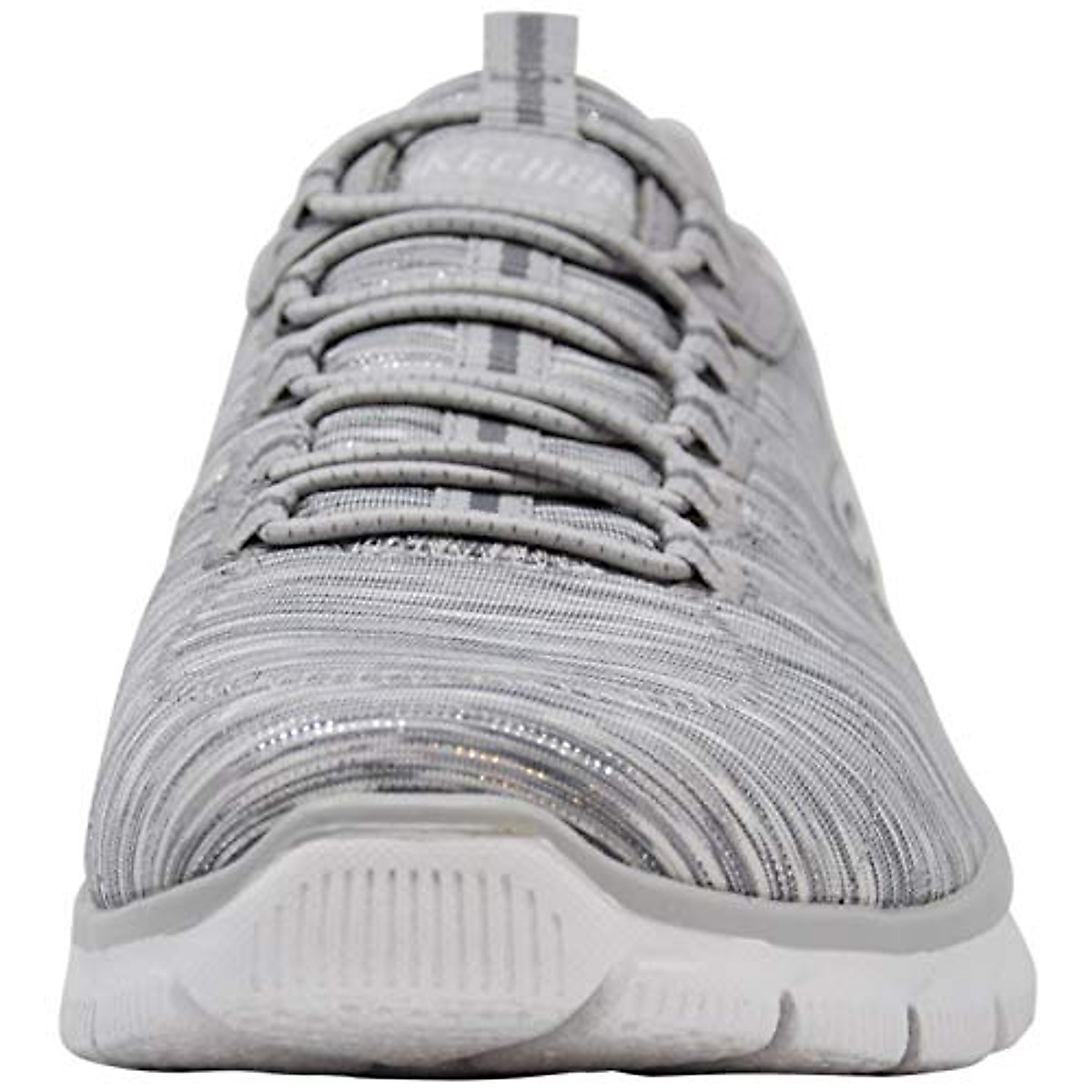 Skechers Women's Empire Game On Fashion Sneaker, Silver/White, 8.5 W US