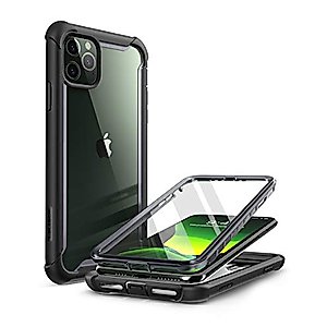 i-Blason Ares Case for iPhone 11 Pro Max 2019 Release, Dual Layer Rugged Clear Bumper Case with Built-in Screen Protector (Black)