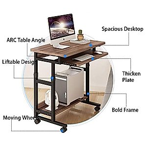 Multifunctional Desk Movable Computer Laptop Desk Study Writing Desk Adjustable with Keyboard Tray for Home Office (Color : Black)