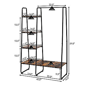 Nightcore Clothes Rack with Shelves, Metal Clothing Racks for Hanging Clothes, Freestanding Garment Rack, Portable Large Capacity Closet Organizer for Bedroom Entryway (Black)