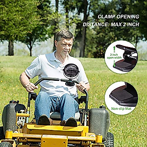 AJOYEUX Battery Operated Clip on Fan, Portable Rechargeable USB Personal Fan 3 In 1 with hook and LED for camping, stroller, car seat, office