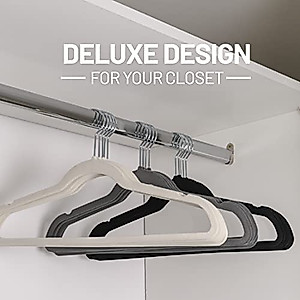 AWENN - Velvet Adults Clothes Hangers for Closet. Non Slip Men and Women Clothing Hangers with 360 Degrees Swivel Hook (Grey, 50 pcs)