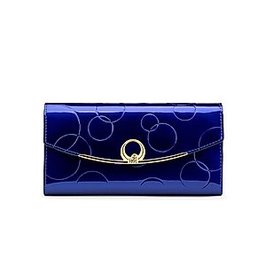 LYRRSH Women's Wallet Leather Long RFID Blocking Large-capacity Wallet Multifunctional Anti-theft Credit Card Holder (blue), 19cm*10cm*3.5cm